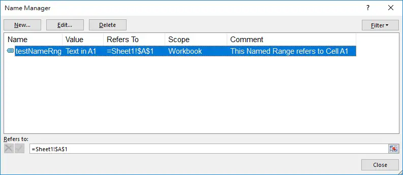 Excel VBA Named Range Properties