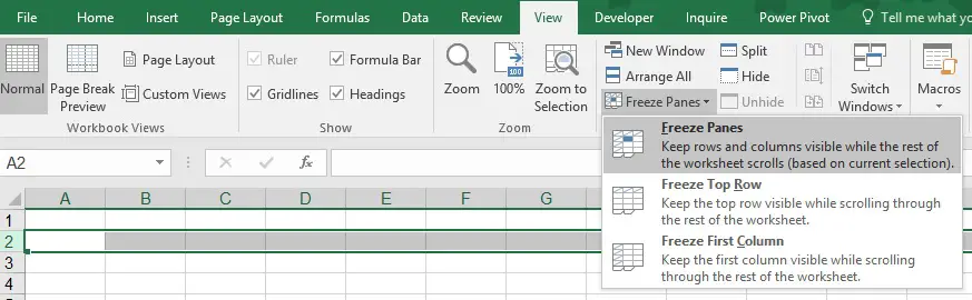 Excel VBA Freeze Panes Using FreezePanes Property